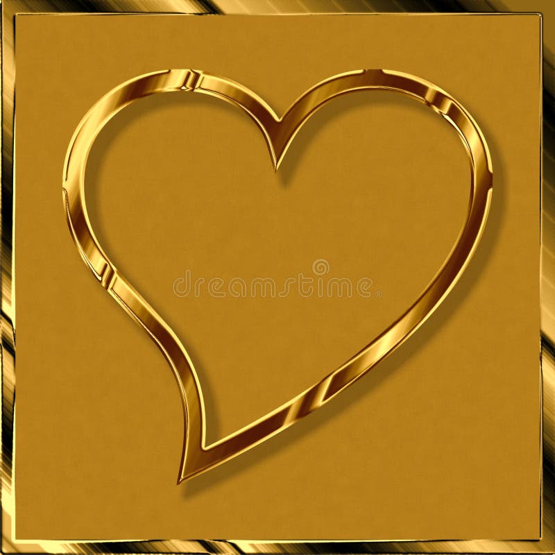 Golden love heart stock illustration. Illustration of frame - 4799082
