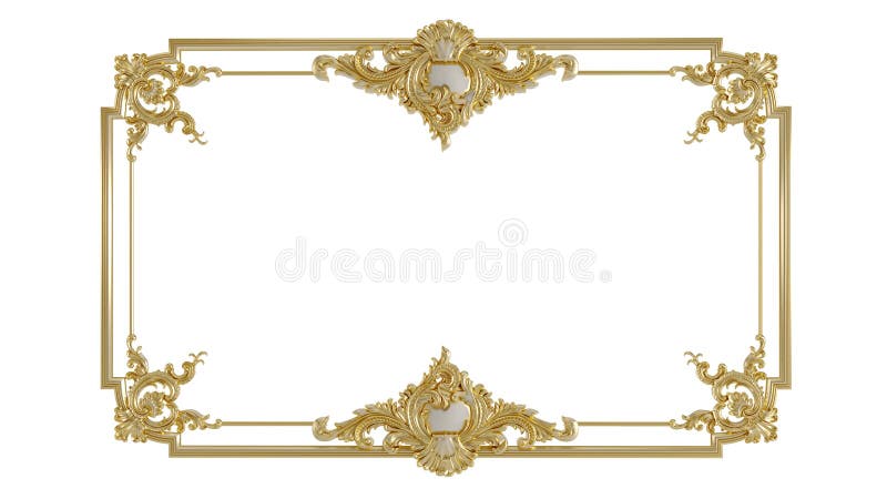 Decorative Golden Vintage Frames, Golden Baroque Frame on White ...