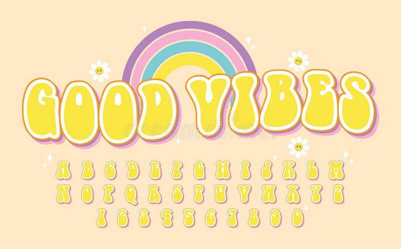 Decorative Good Vibes Font and Alphabet Vector Design Stock Vector ...