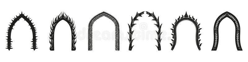 Decorative Gothic Archway Designs Set. Ornamental and Architectural ...