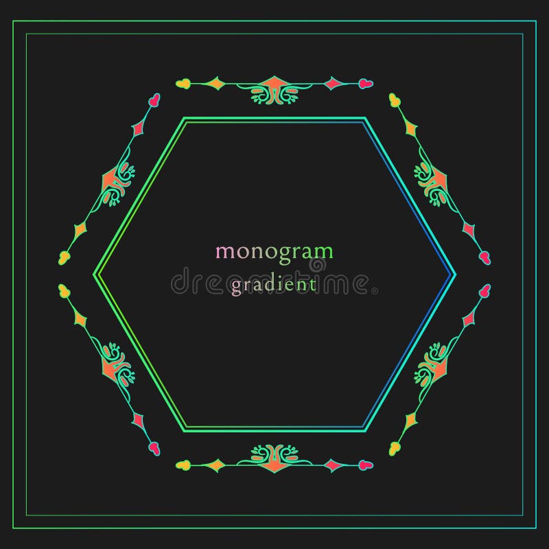 Decorative Gradient Monograms, Frames. Modern Design Style. Premium ...