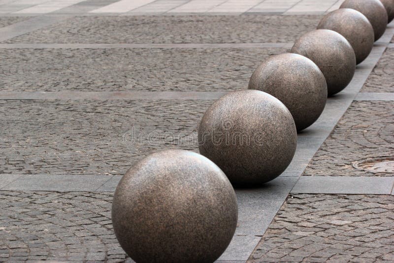 Decorative Granite Balls on a Pavement Stock Photo - Image of shape ...