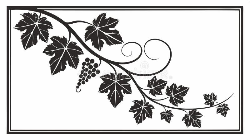 Decorative Grape Vine Illustration with Leaves and Fruit Vector Design ...
