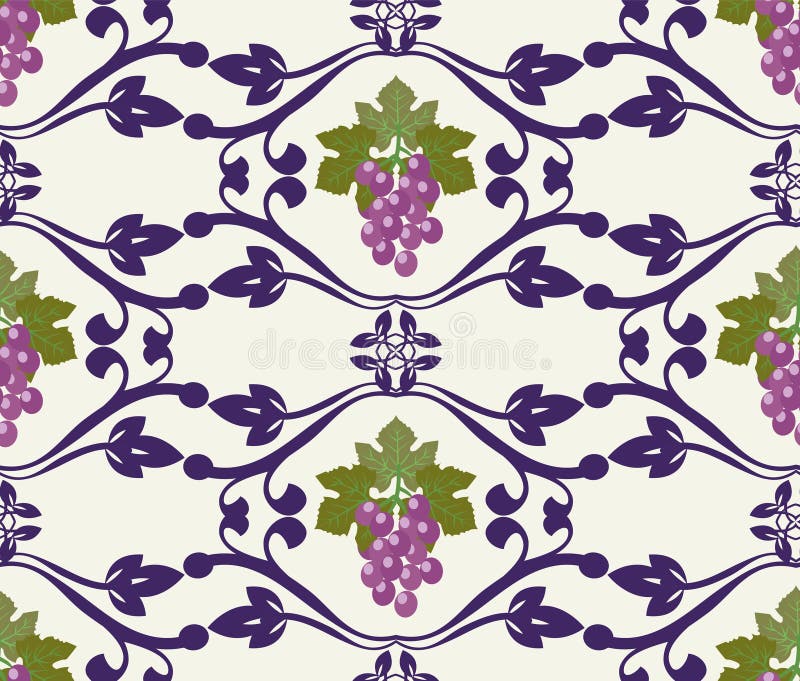 Decorative Grapes Beautiful Grape Pattern Stock Vector - Illustration ...