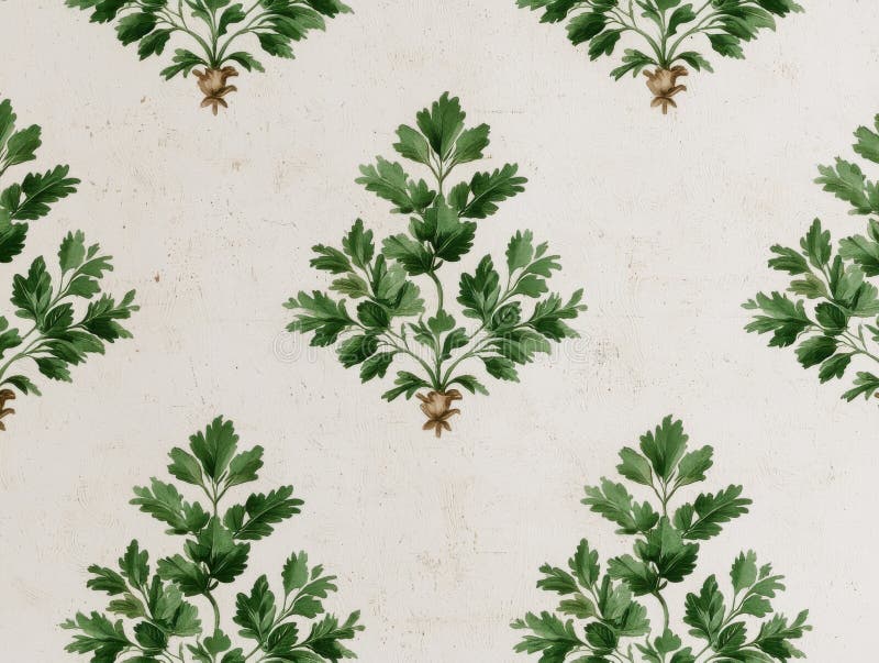 Decorative Green Botanical Wallpaper Pattern with Repetitive Leaf ...