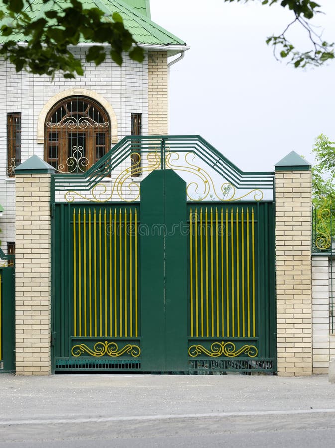 Decorative green gate stock photo. Image of beautiful - 153418374