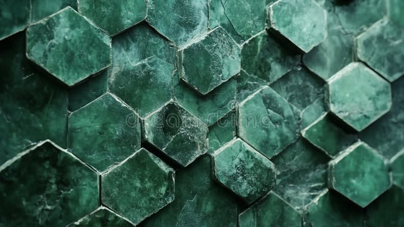 Decorative Green Hexagonal Tiles Create a Textured Wall Design in a ...