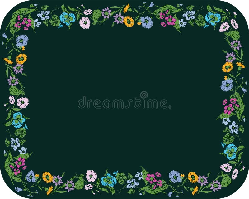 Decorative Greeting Card with Border from Various Drawn Delicate ...