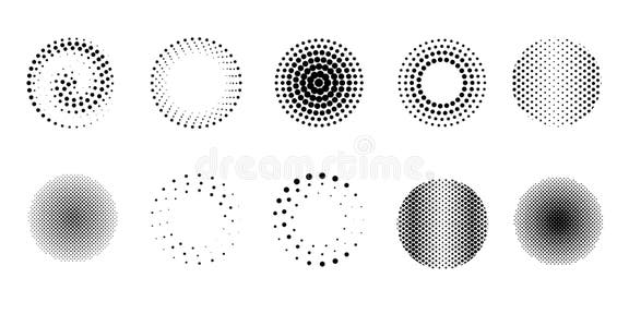 Decorative Halftone Dot Circle Shapes, Vector Clip Art Element Set ...