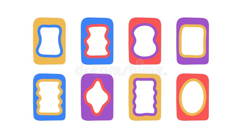 Decorative Hand Drawn Color Rectangle Frames for Note, Text Box Set ...