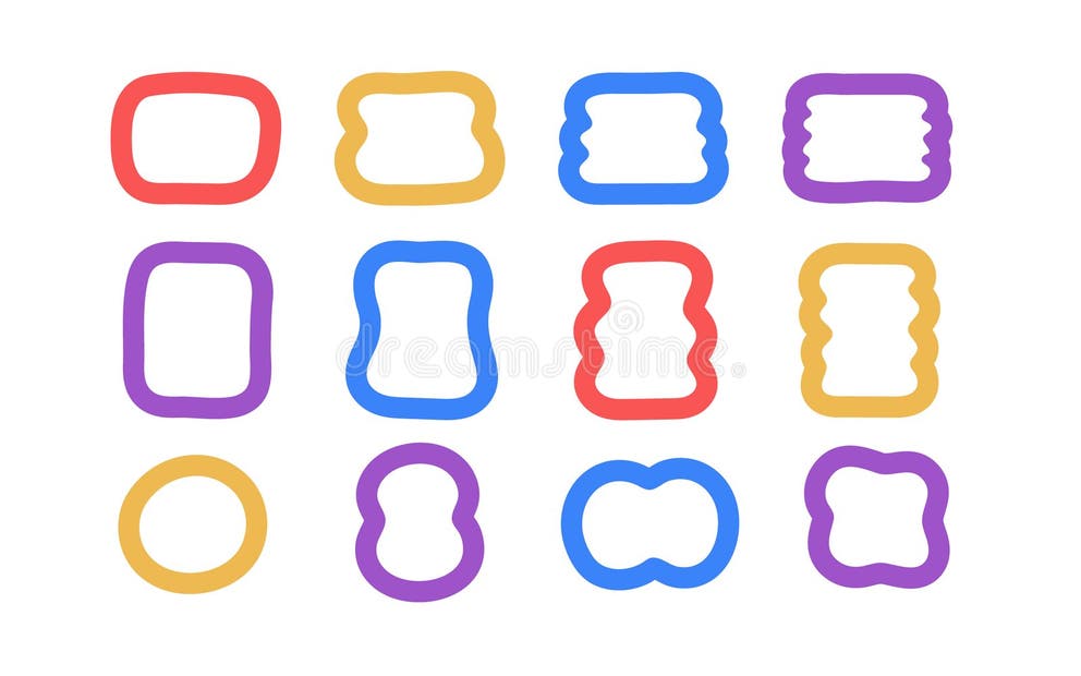 Decorative Hand Drawn Color Rectangle Frames for Note, Text Box Set ...