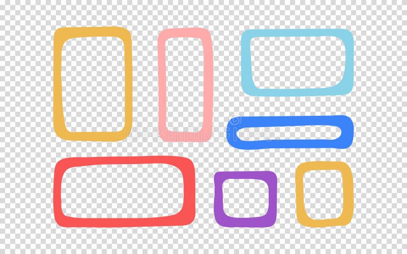 Decorative Hand Drawn Color Rectangle Frames for Note, Text Box Set ...