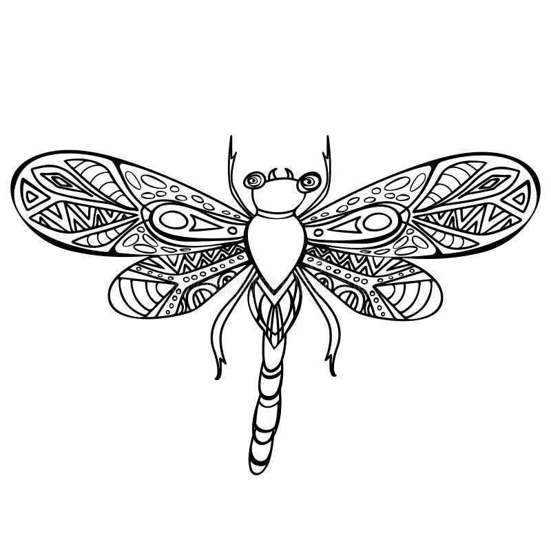 Decorative Hand Drawn Doodle Dragonfly Stock Vector - Illustration of ...