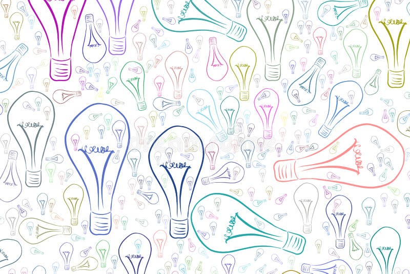 Decorative Hand Drawn Light Bulbs Illustrations. Drawing, Abstract ...