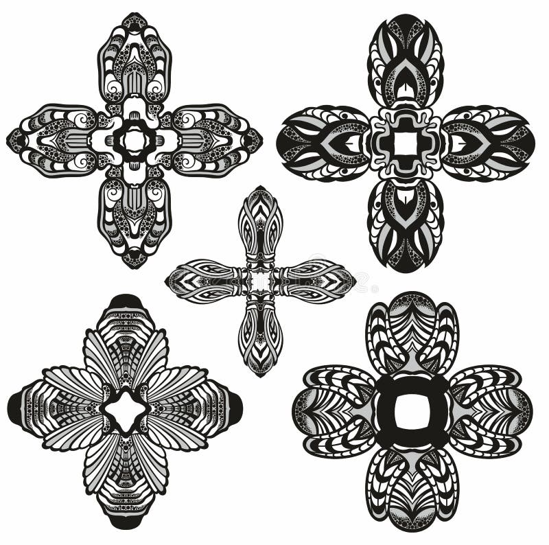 Patterns of Tattoo Set. Design Elements Vector Illustration Stock ...