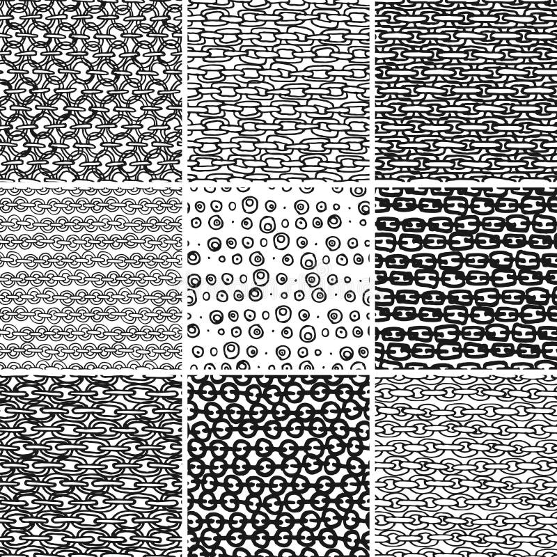 Decorative Hand Drawn Seamless Patterns. Stock Vector - Illustration of ...