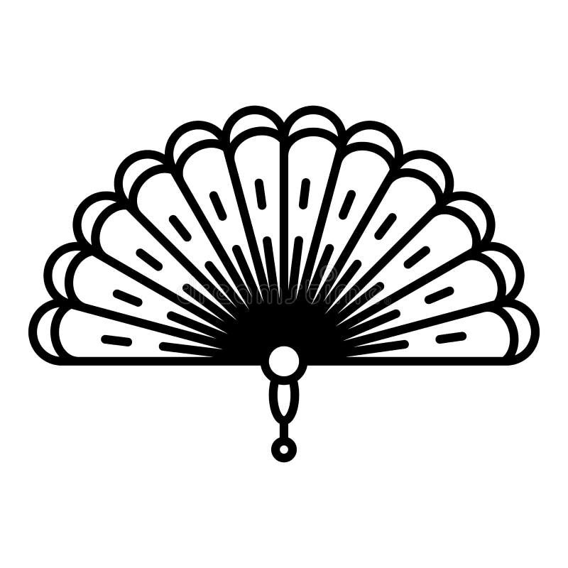 Decorative Hand Fan Icon, Outline Style Stock Vector - Illustration of ...
