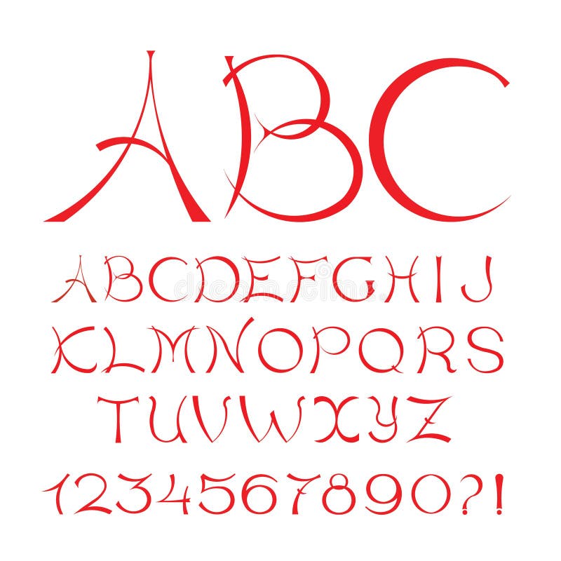 Decorative Handcrafted Arched Vector Font. Stock Vector - Illustration ...