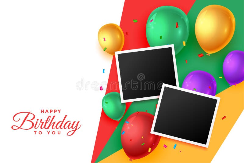 Decorative Happy Birthday Party Background with Empty Photo Frame Stock ...