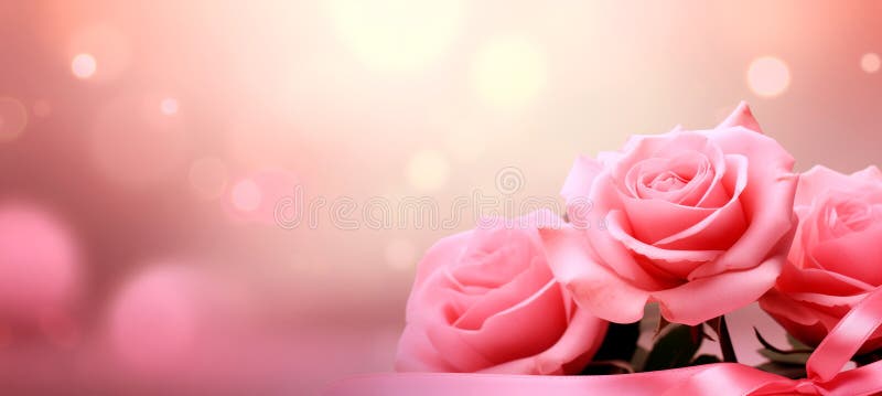 Decorative Header of Beautiful Pink Roses Flowers Over Nice Bokeh ...