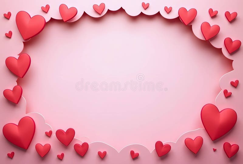 Decorative Heart Frame on Soft Pink Background for Romantic Design ...