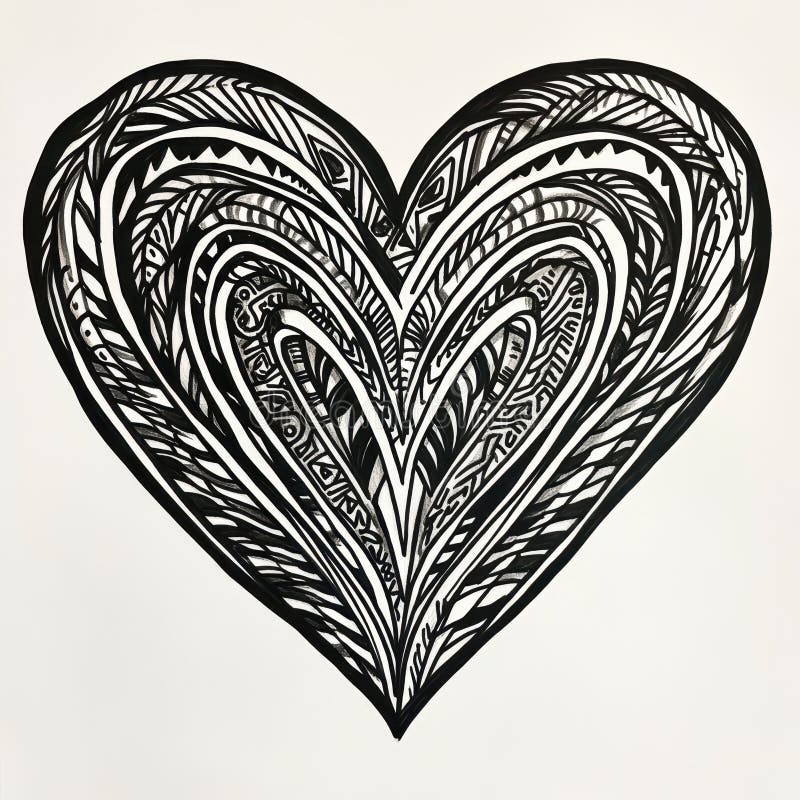 A Decorative Heart Illustration Featuring Intricate Patterns and ...