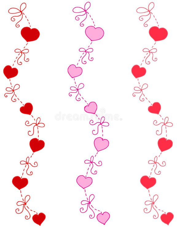 Decorative Heart and Ribbon Borders Stock Illustration - Illustration ...