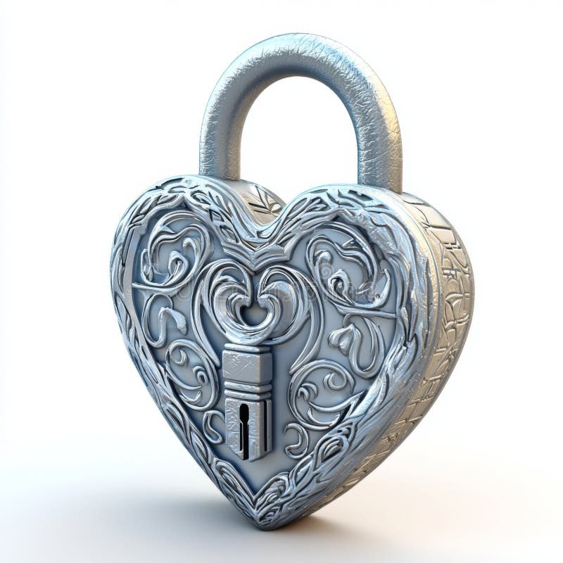 Decorative Heart-Shaped Silver Padlock with Intricate Designs for ...