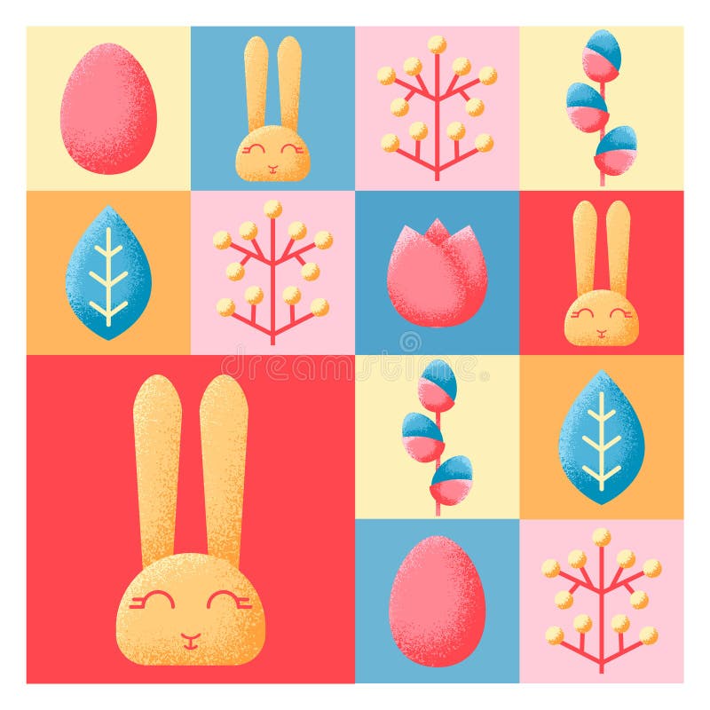 Decorative Holiday Card with Spring Easter Elements Stock Vector ...