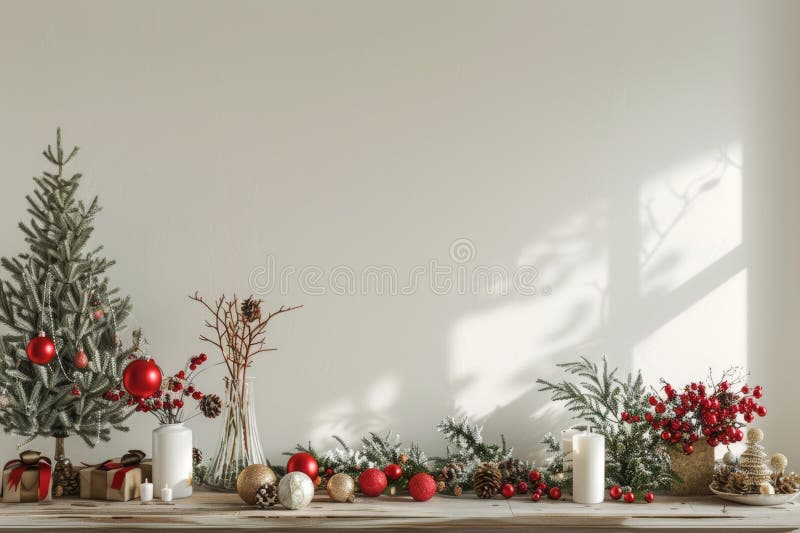 Decorative Holiday Setup with a Clear Space for Creating Custom Holiday ...