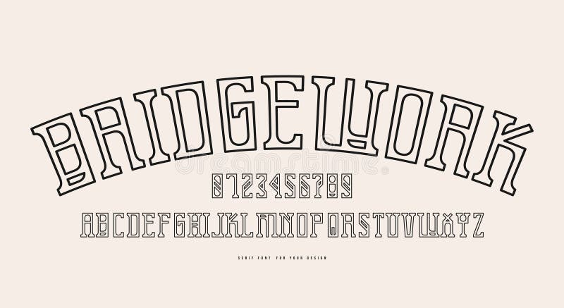 Decorative Hollow Serif Font Stock Vector - Illustration of strong ...