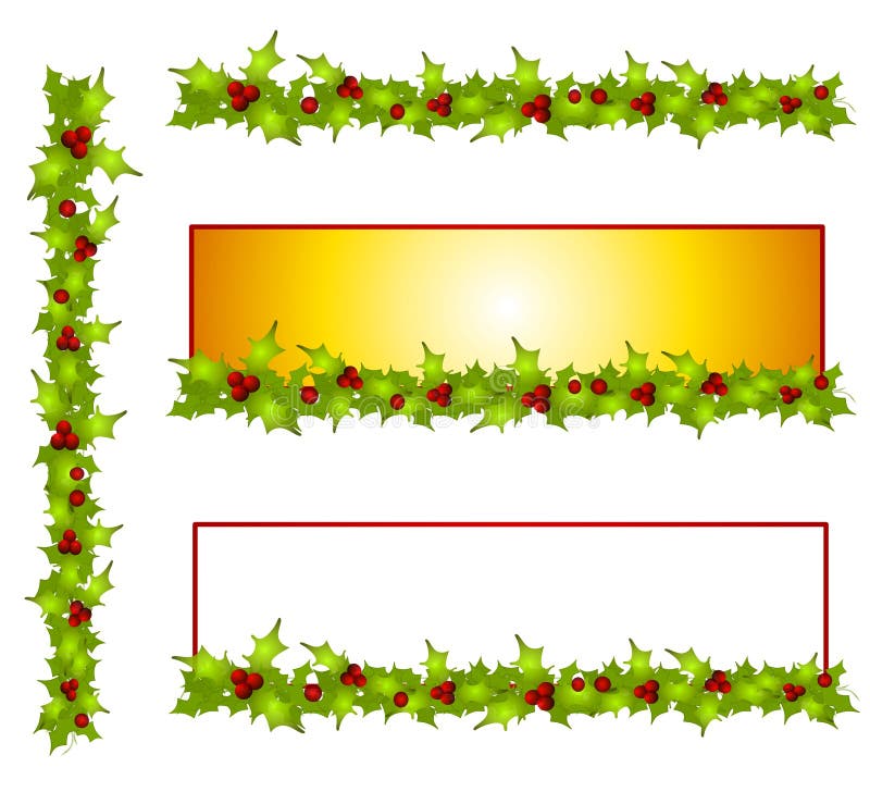 Decorative Holly Leave Borders and Banners Stock Illustration ...