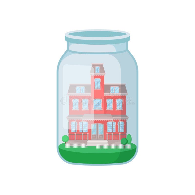 Decorative House In Glass Jar. Handmade Concept. Stock Vector ...