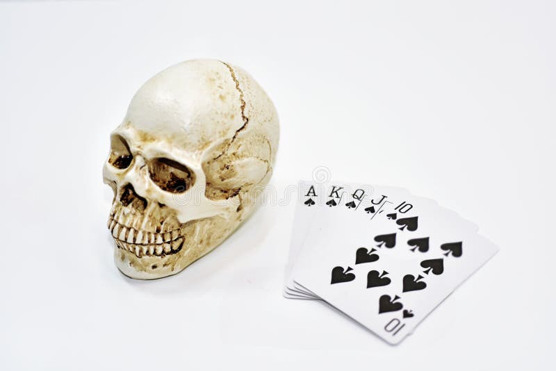 Decorative Human Skull with Playing Cards. Stock Image - Image of ...