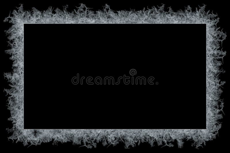 Frostwork. Decorative Ice Crystals Frame on Black Matte Background ...
