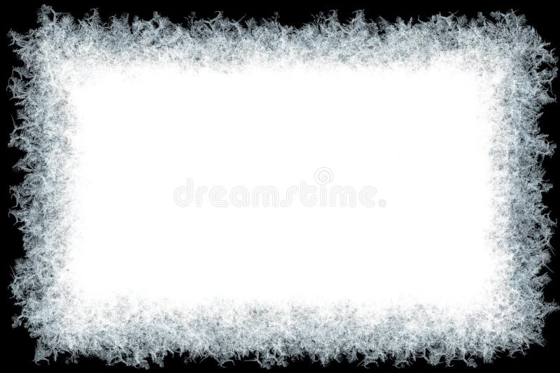 Decorative Ice Crystals Frostwork Frame on Black Matte Background Stock ...