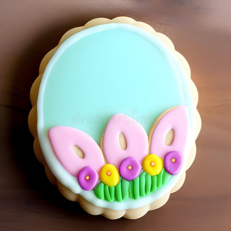 Decorative Iced Patterned Easter Egg Shaped Biscuit Stock Illustration ...