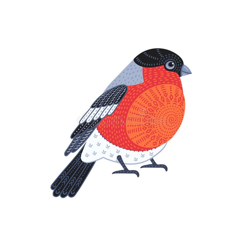 Decorative Illustration of Bullfinch. Vector Isolated Design Element ...
