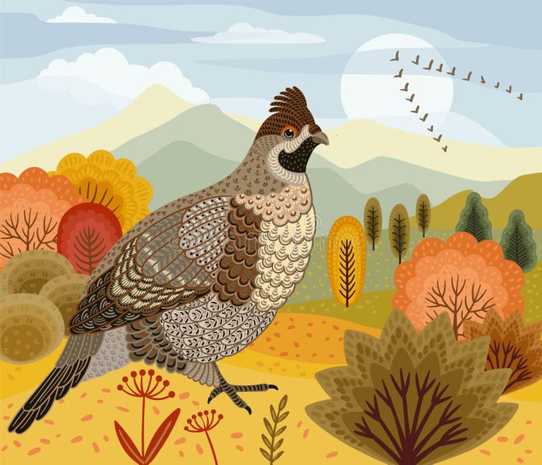 Decorative Illustration of Grouse in Nature. Vector Design Element ...