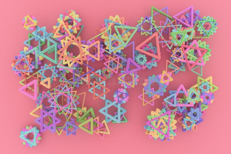 Decorative, Illustrations CGI Geometric, Bunch of Triangle & Star View ...