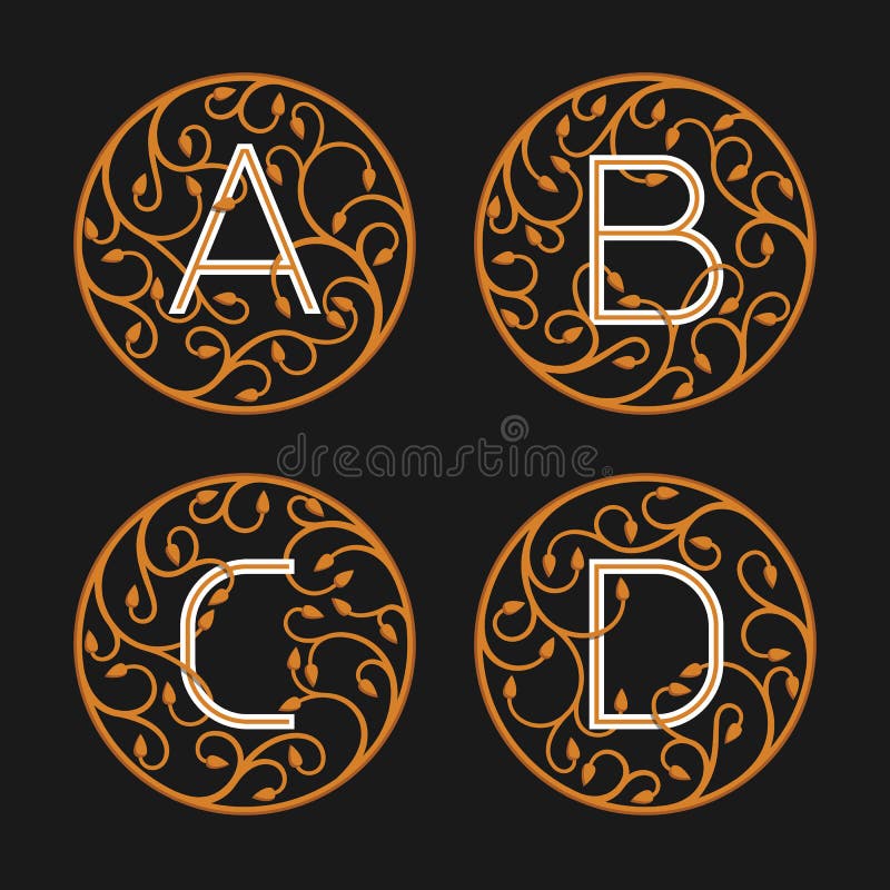 Decorative Initial Letters a, B, C, D Stock Vector - Illustration of ...