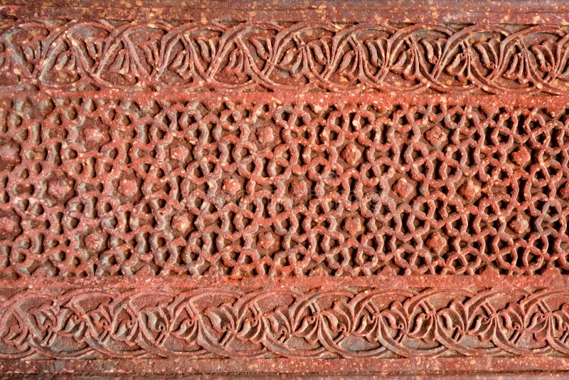 Intricate Relief Pattern of Red Fort of Agra Stock Photo - Image of ...