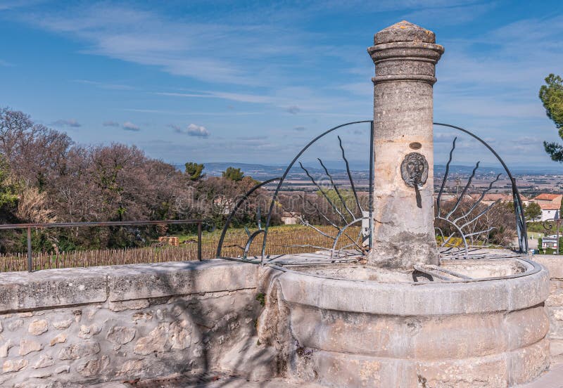 Decorative, Lion Head, Iron Design, on a Cut Stone, Outdoor, Fountain ...
