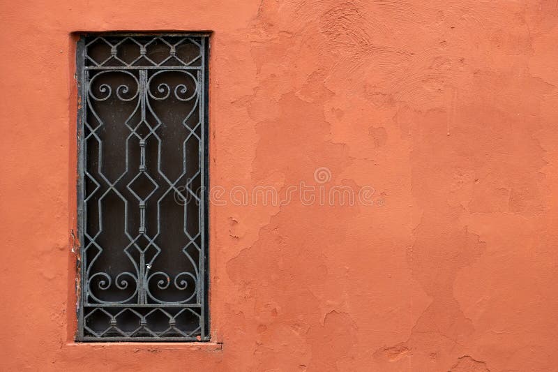 Decorative Iron Window on Terracotta Wall Stock Photo - Image of ...