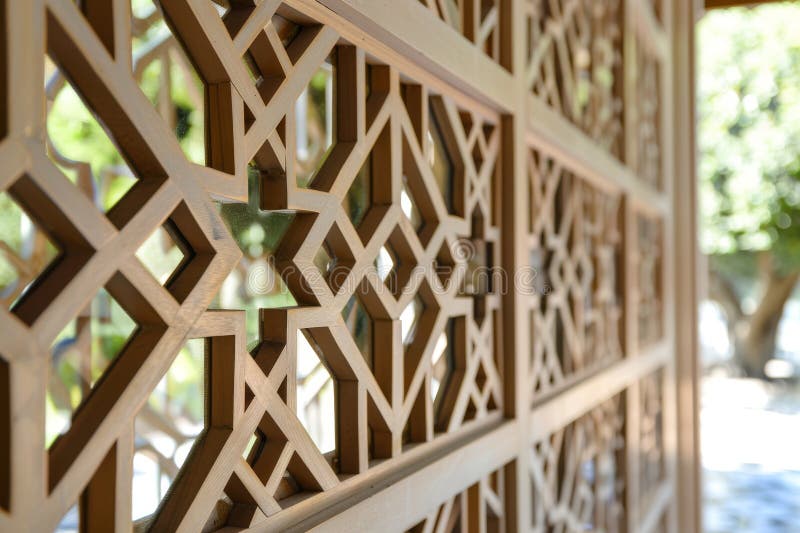 Decorative Islamic Screens with Geometric Patterns Stock Illustration ...