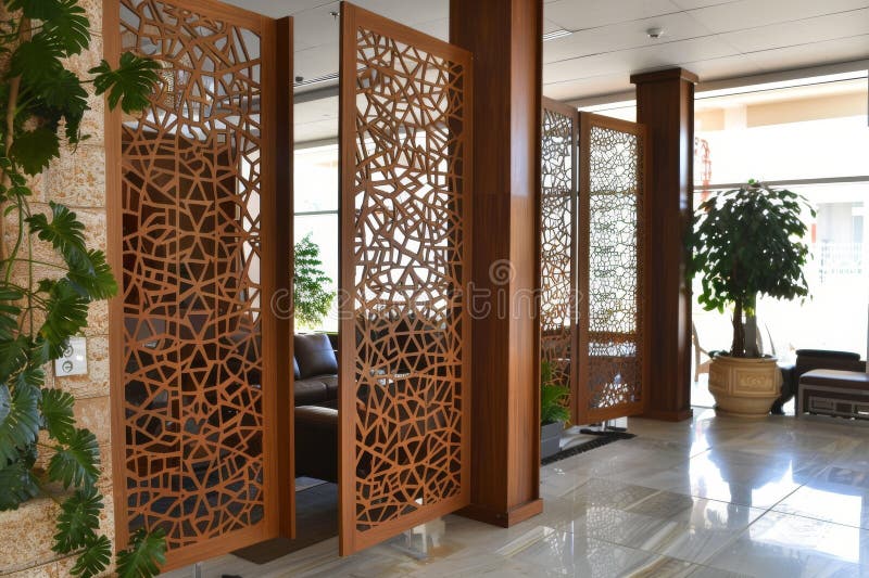 Decorative Islamic Screens with Geometric Patterns Stock Illustration ...