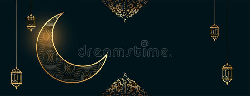 Decorative Islamic Style Golden Banner with Text Space Stock Vector ...