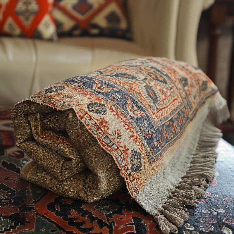 Decorative Islamic Throw Blankets with Woven Designs Stock Illustration ...