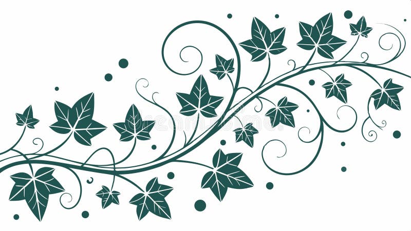 Decorative Ivy Vine with Swirling Leaves, Natural Border Element Vector ...