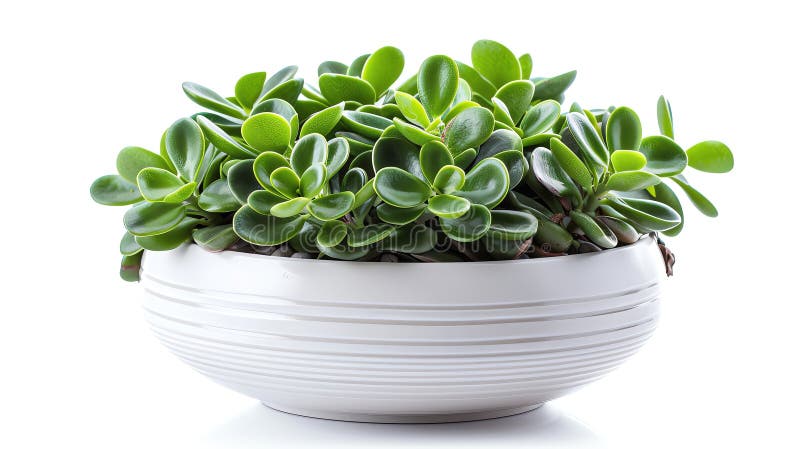 A Decorative Jade Plant in a Chic White Pot, Elegant Look, Isolated on ...